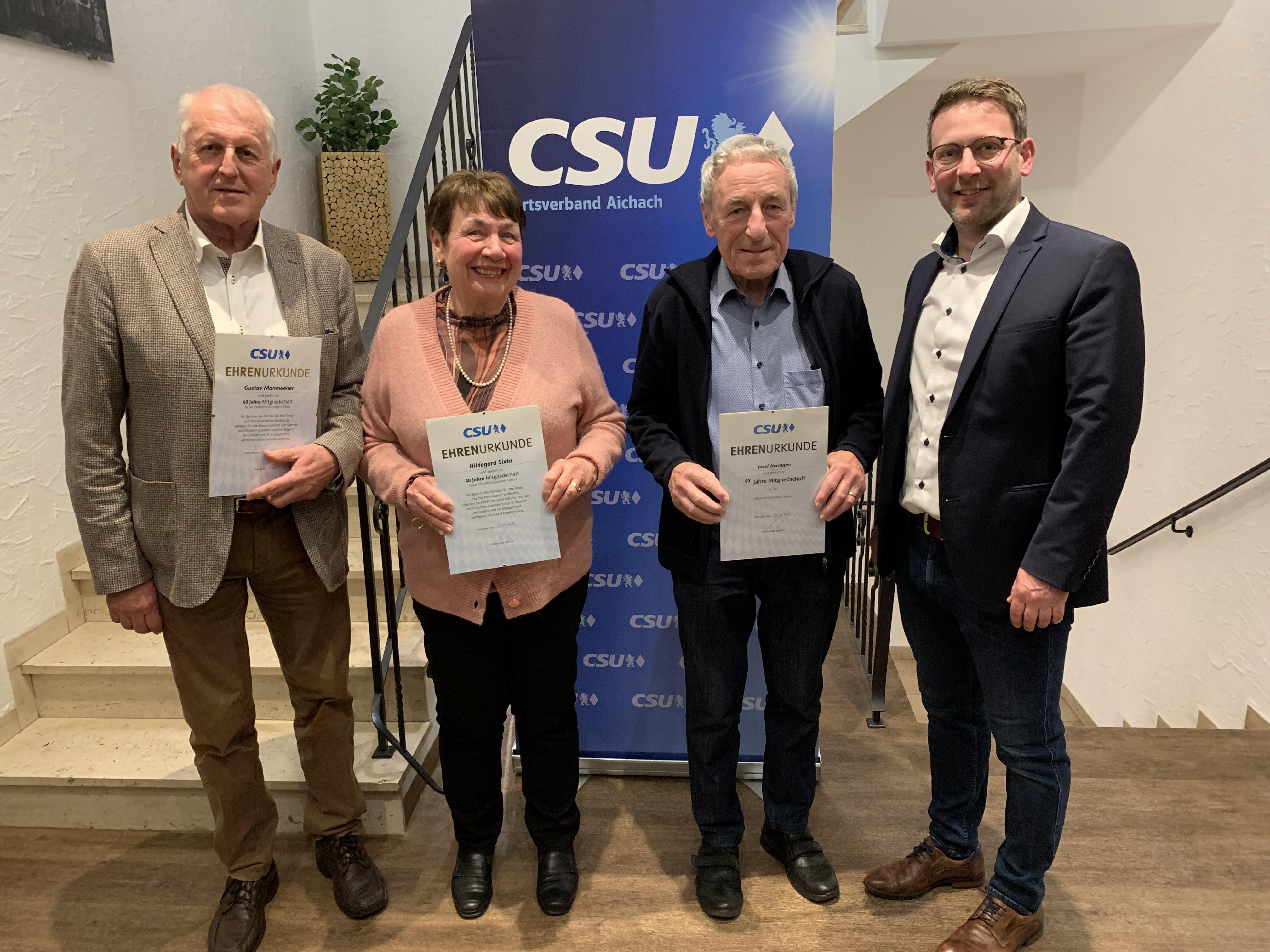 CSU ehrt langjährige Mitglieder
