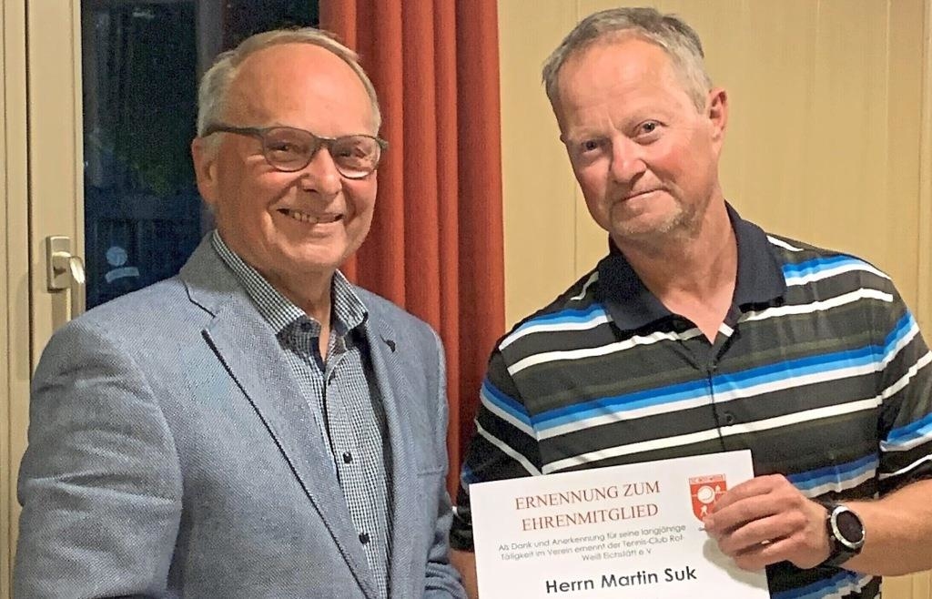 Martin Suk wird Ehrenmitglied des TC Rot-Weiß Eichstätt